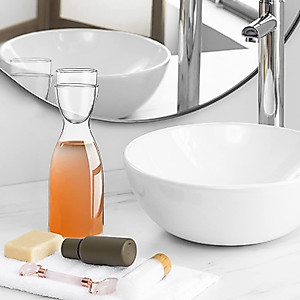 22 OZ Bedside Water Carafe with Cup Glass Pitcher Set, Mouthwash Dispenser for Bathroom Bedroom Nightstand(Clear)