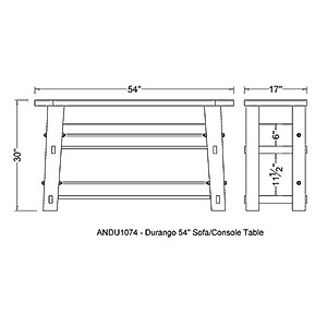 Alaterre Furniture Durango 54-Inch Industrial Wood Console Table with Two Open Shelves for 60-Inch TV, Decorative Industrial Farmhouse Style Design, Solid Wood Tabletop, and Natural Grain Knots