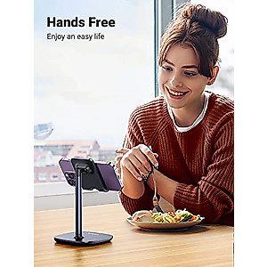 UGREEN Cell Phone Stand for Desk Adjustable Phone Holder Cradle Office Desk Accessories Weighted Base Compatible with iPhone 14 Pro Plus 13 12 Pro Max 11 SE XS XR Samsung Galaxy S23 Black