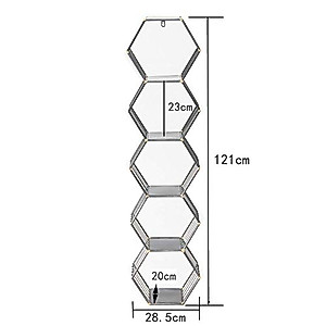 PIBM Stylish Simplicity Shelf Wall Mounted Floating Rack Shelves Coffee Shop Decoration Iron Art Lattice Hexagon Living Room Photo Retro Style,5 Layers, Black , 28.5x20x121cm