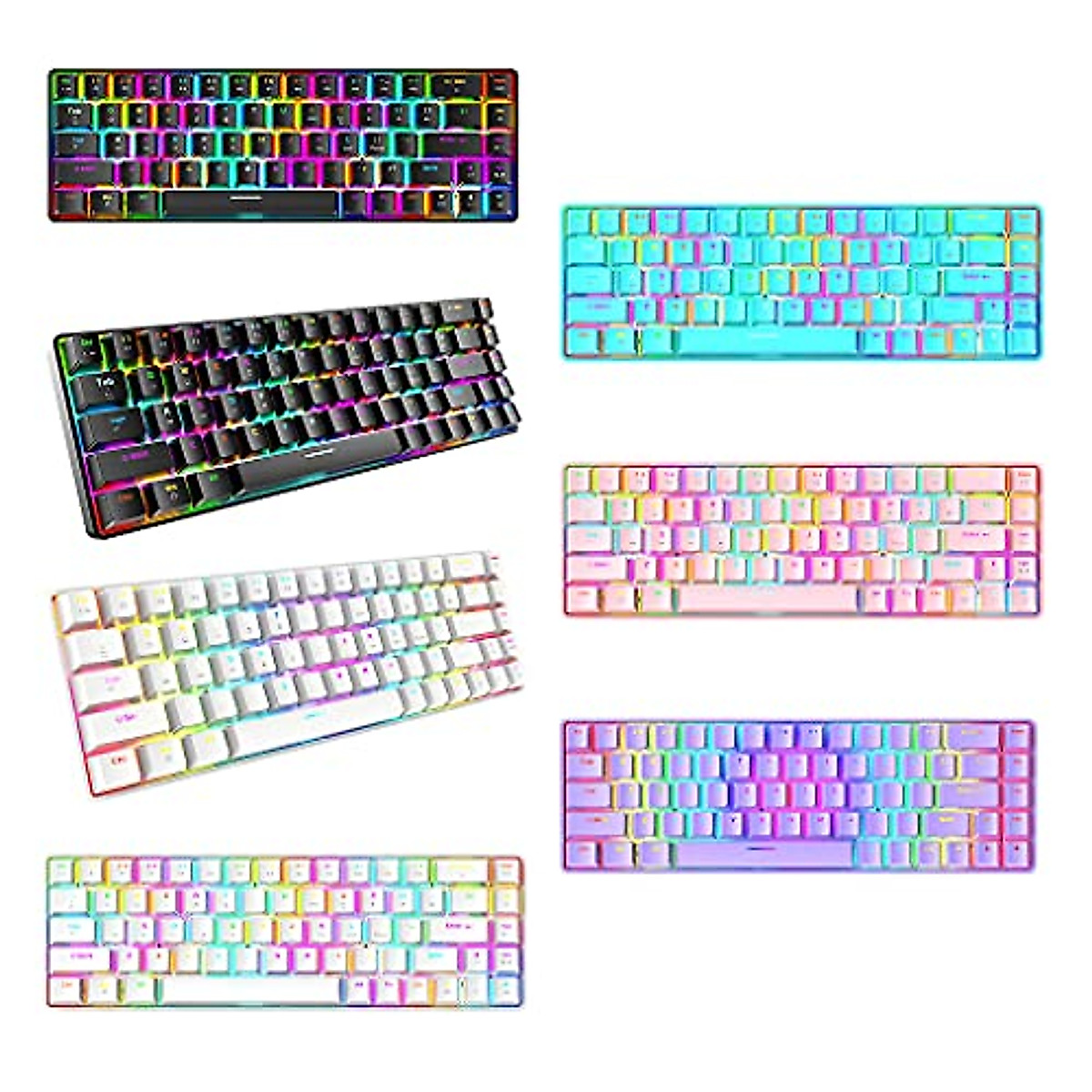 Qksky Wired Gaming Mechanical Keyboard 68 Key LED Backlit Two-Color Injection Luminous Keyboard for Laptop and Gamer Pro 68 Key Gaming Keyboard USB