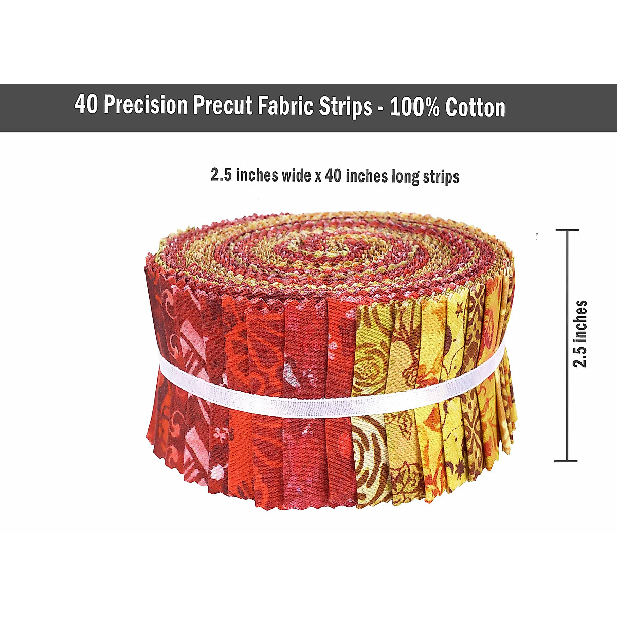 Soimoi 40Pcs Batik Print Cotton Precut Fabrics for Quilting Craft Strips 2.5x42inches Jelly Roll - Red