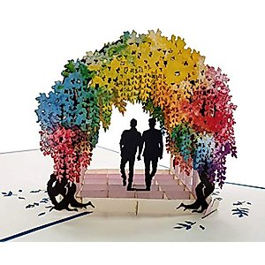 iGifts And Cards Gay Rainbow Wisteria Flower Tunnel 3D Pop Up Greeting Card - Romantic, Engagement, Anniversary, Wedding, Pride, Lovers, Grooms, LGBT