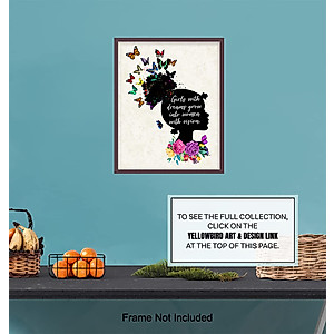 African American Girls Motivational Wall Art - Black Art - Inspirational Poster - Teens, Little Girls Bedroom, Kids Room - Positive Quotes - Encouragement Sayings - Daughter Gifts - Family Wall Decor
