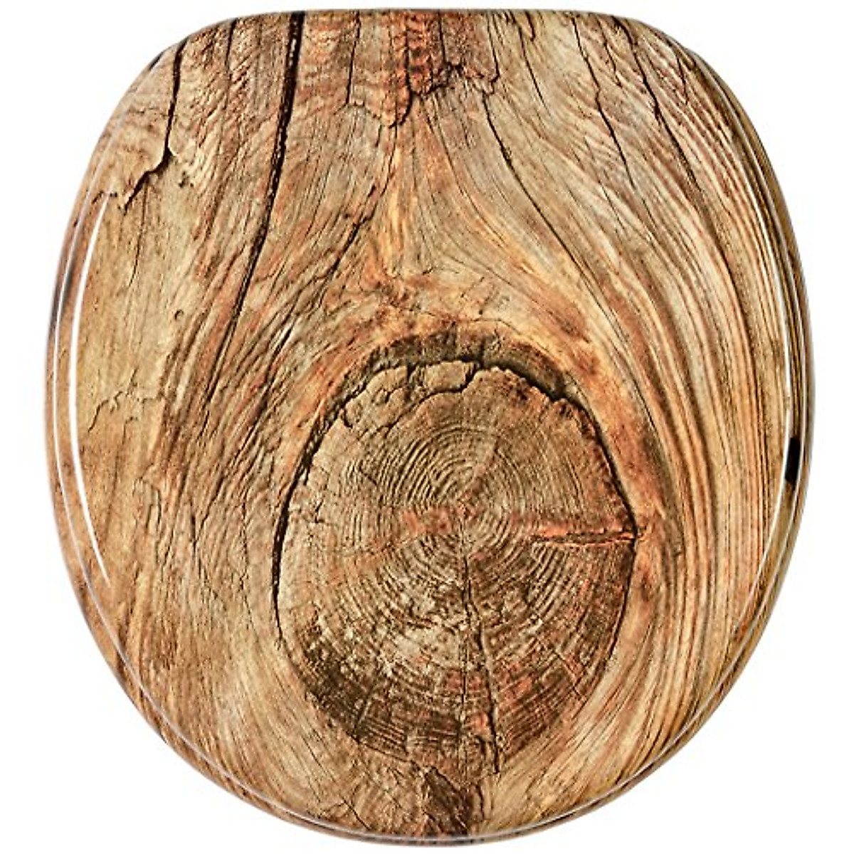 Sanilo ROUND, Silent Slow Close, Molded Wood, Adjustable Toilet Seat, Rustic