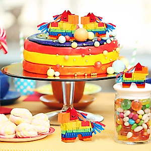 Zhanmai Mini Donkey Pinatas 3 Pcs 3 x 3 x 0.8 Inches Rainbow Cinco De Mayo Pinata Little Donkey Decorations for Party Supplies Baby Shower Birthday Centerpieces Desktop Decoration