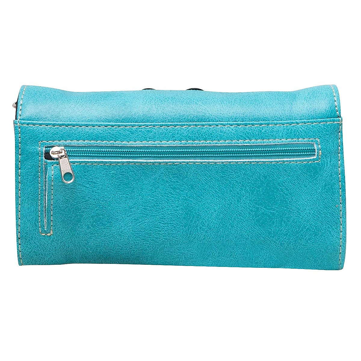 HW Collection Dog Paw Print Women Wallet Wristlet Crossbody Gifts Small Purse Clutch (Turquoise)