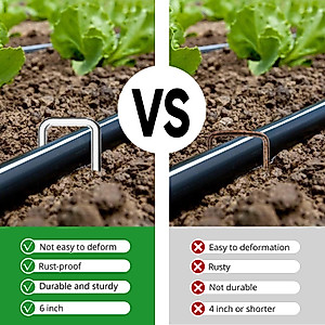 6 Inches Garden Stakes Metal Landscape Staples 16 Packs 11 Gauge Stakes Galvanized Steel Lawn Stakes Yard Staples Securing Pegs for Weed Barrier Fabric Ground Cover Holding Fence and Artificial Turf