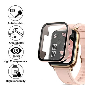 smaate Smartwatch Case with Screen Protector Compatible with ENOMIR ID208BT, SKG V7 PRO and AGPTEK LW31 1.69” Smartwatch, Hard PC Case with Tempered Glass Build-in, Protecting Body & Screen