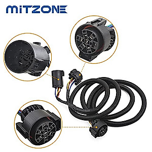 MITZONE 7-Foot 7-Pin Vehicle-Trailer Wiring Plug Harness Extension Compatible with Chevy/Dodge/Ford/GMC/Nissan/Toyota/Ram for Fifth-Wheel and gooseneck Trailers [Truck Bed Extension]