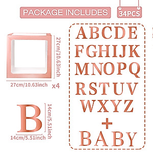 Rose Gold Baby Shower Decorations for Girl - Rose Gold Retro Blush Pink Balloon Arch Garland Kit with Baby Balloon Boxes,Butterfly Stickers for Baby Shower Backdrop Decor, Girl Birthday