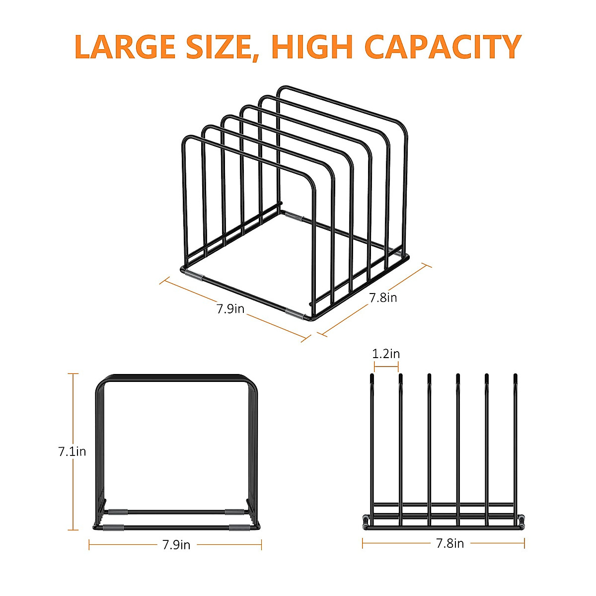 KORRTFID Kitchen Cabinet Organizer, Steel Cookware Holder, Divided Holder with 5 Slots for Skillets Baking Tray and Chopping Board Rack - Baking Pan Holder Storage (1 PC)