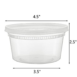 Lawei 70 Pack Plastic Deli Food Containers with Lids - 12 Oz Food Storage Containers Freezer Deli Cups for Soup, Party Supplies, Meal Prep and Portion Control