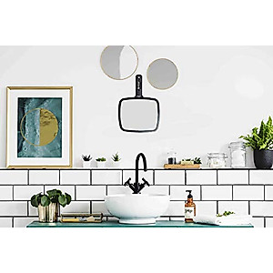 HYOUJIN Hand Mirror Handheld Mirror Hand Held Mirror Big Mirrors(7.9" x 12.2") Portable Hand Mirrors with Handle for Barber,Shower,Haircut, Hairdressers,Salon for Women Men Black