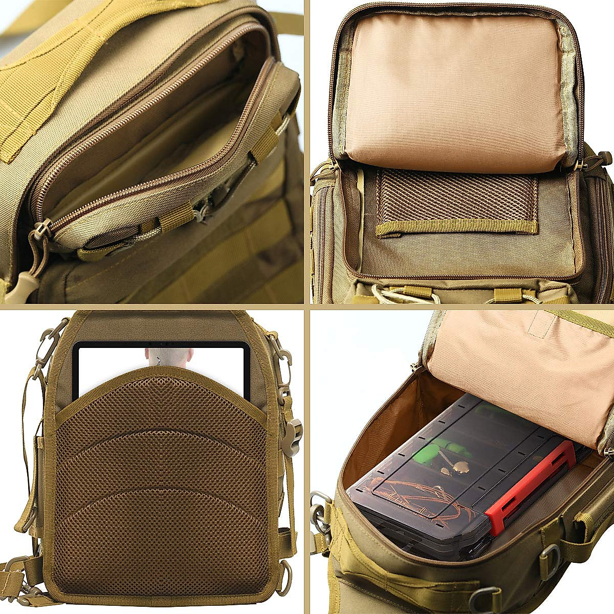 Aertiavty Fishing Gear Tackle Bag, Compact Backpack with Tackle Box and Rod Holder For Outdoor Sport, Fishing Gift