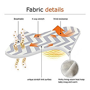 ACRABROS Car Seat Covers for Babies,Winter Infant Carseat Cover Canopy for Boys and Girls,Super Stretchy Adjustable Peeping Window with Mesh Cover,Warm Breathable Universal Fit, Grey White Chevron