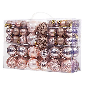 100PCS Shatterproof Christmas Tree Ball Ornaments, Assorted Baubles Set with Glitter - For Holiday Decor