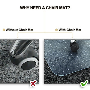 Amyracel Office Chair Mat for Medium Pile Carpets, 30” x 48” Delivered Flat Desk Chair Mat for Carpeted Floors - Easy Chair Rolling, Heavy Duty Studded Computer Chair Mat for Carpet
