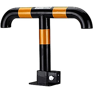 T-Shaped Heavy Duty Car Parking Space Lock Bollard Folding Lane Parking Barriers Security Posts for Private, Business, with Screws & Key (Yellow 550x400mm) (Black 550x400mm)