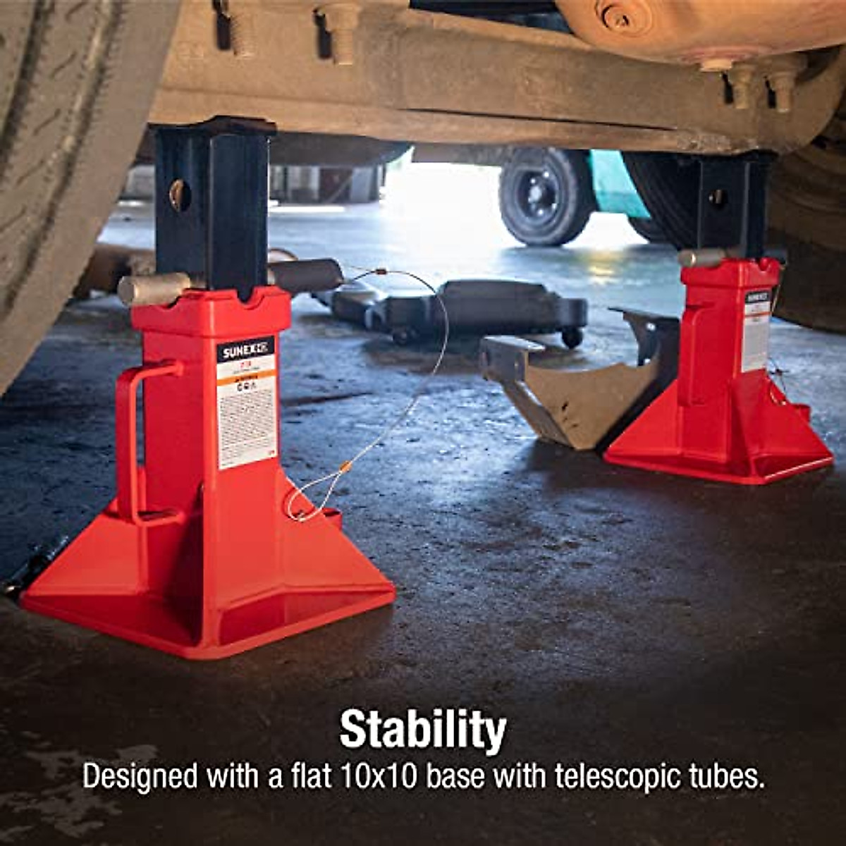 SUNEX TOOLS 1522A 22-Ton Jack Stands, Pair,Red