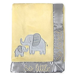 30x40 Fleece Baby Nursery Blanket with Satin Trim for Boys, Girls, and Unknown Gender Baby (Little Elephant)