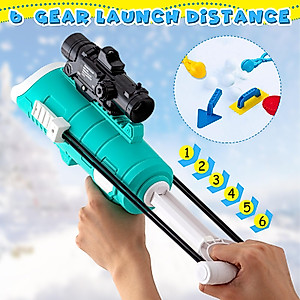 Halloscume 2 Snow Ball Guns with 2 Duck/1 Round/1 Square Shaped Snowball Clip, 1 Snow Shovel, 1 Triangle Snow Spade, 1 Spatula, 1 Carry Bag Snow Toys Snowball Maker Tool for Winter, 10 Pcs