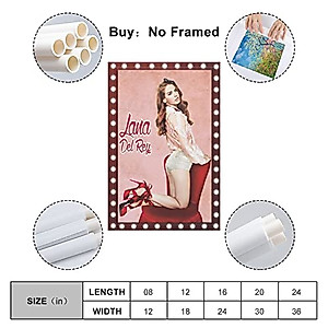 YySs Singer Lana Del Rey Music Poster Canvas Art Painting Decor Wall Posters Bedroom Gym Decorative Gift 12x18inch(30x45cm)