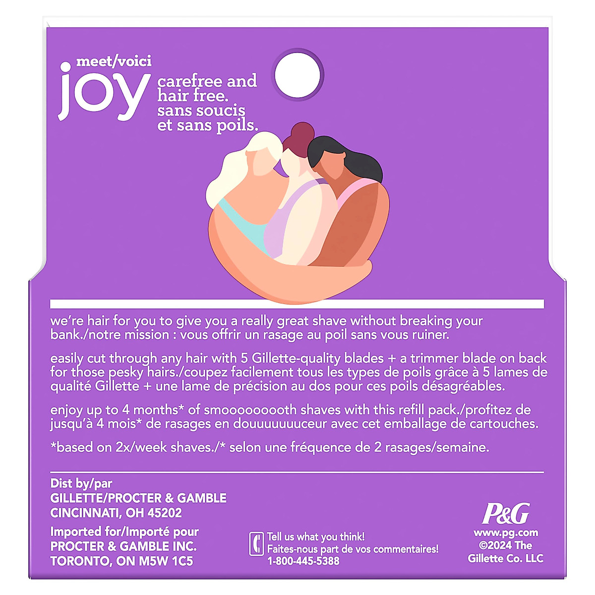 joy razor blade cartridge refill for women, 4 blade refills