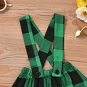 Toddler Baby Girls St Patrick's Day Outfits Suspender Skirt Shamrock Clover Dresses (Green, 3T)