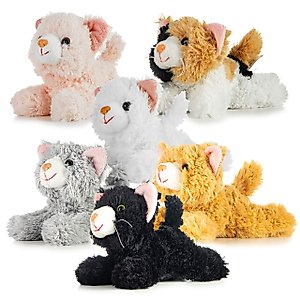 PREXTEX Realistic Looking Small Cat Stuffed Animal - 6 inch Stuffed Kittens with Lifelike Details - Plush Cat Set for Kids, Pet Toys, Home Decor, or Cat Lady Costume - Soft and Huggable - 12 Pack