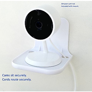 eLhook Made in USA White Stick-On Removable Adhesive Floating Wall Shelf 2 Pack with Cable Management | Small Electronics | Durable Textured ABS Plastic with Lipped Edges