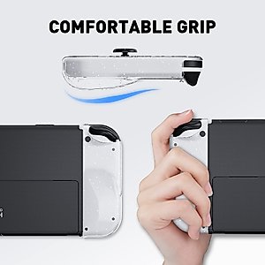FUNDIARY Glitter Protective Clear Shell for Nintendo Switch OLED Joycon Controller, Comfort Grip Case Compatible with Switch Standard Edition, Transparent Cover Case for Joycon Controller