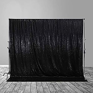 Juya Delight 6FT X 8FT Non-Transparent Sequin Photography Background Backdrop Curtain for Birthday Party Wedding Festival Ceremony (Black)