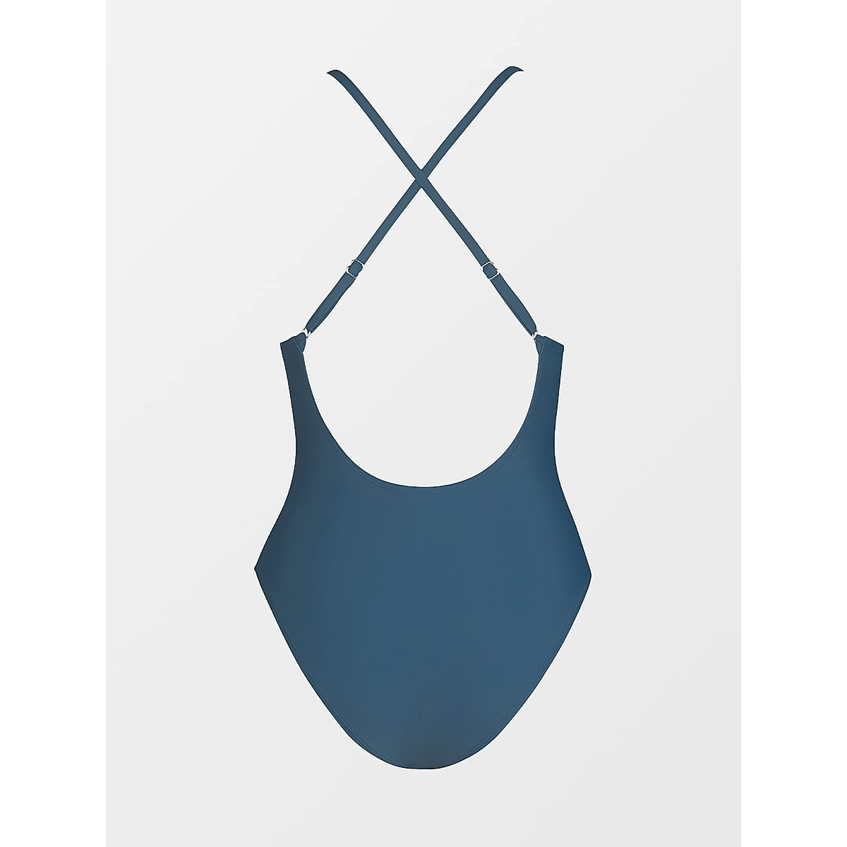 CUPSHE Women Swimsuit One Piece Bathing Suit Deep V Neck Crisscross Back Adjustable Strap Blue M