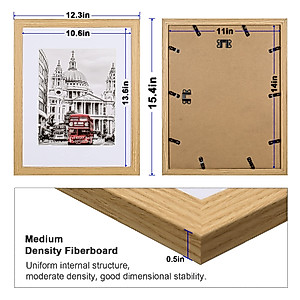 SEEDLING PHOTO FRAME 11x14 Picture Frame Set of 4, Display Pictures 8x10 with Mat or 11x14 Without mat,Wall Natural Wood Picture Frames 11x14(Natural Wood)
