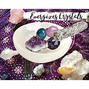 Worldly Finds Selenite Crystal Smudge Bowl, Polished Thickly Hand-Carved, Moroccan Crystal Holder to Charge, Cleanse Crystals, Charging, Smudging Bowl, Spiritual Gifts, Wicca Supplies (4" Large)