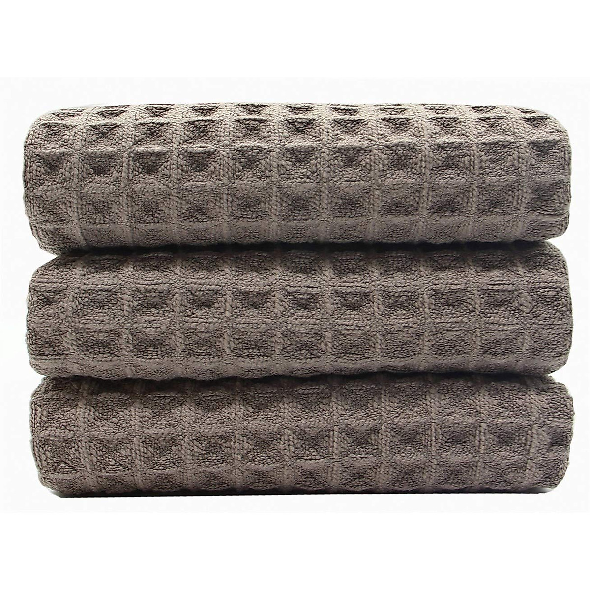 VeraSong Waffle Weave Kitchen Towels Thick Microfiber Dish Drying Towels Absorbent Tea Towels Hand Towel Lint Free 16Inch x 24Inch 3 Pack Gray