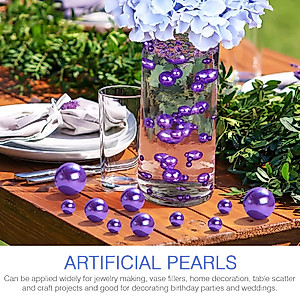 No Hole Floating Pearls Gems Purple Glossy Faux Pearls for Vase Filler Wedding Table Scatter Makeup Holder 125pcs