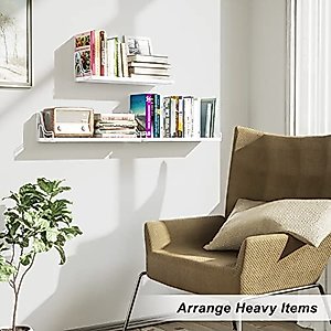 SRIWATANA U Shelves Wall Mounted Set of 3 and Large Floating Shelves Set of 3 （Contains 2 Items）