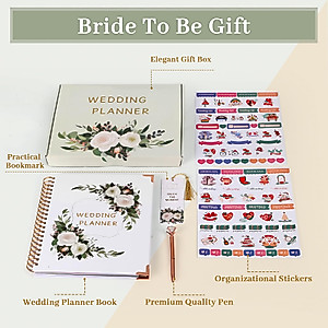 Wedding Planning Book and Organizer Set - Comprehensive Wedding Planner Book,Detailed Wedding Checklists - Perfect Engagement Gift for Bride and Groom - Includes Pen, Bookmark, Stickers & Gift Box