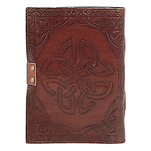 Leather Journal 8x6 inch Stone cover/Handmade Writing Notebook Diary/Bound Daily Notepad for Men & Women Medium, Sketch/Writing pad, Gift for Artists (7x5, Deckle Edge Paper Brown)