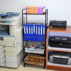 GEORIS 5- Tier Heavy Duty Wire Shelving Storage Rack | Modern Bathroom Shelf | Stackable Plant Standing Shelf Unit | Perfect for Kitchen, Living Room, Balcony | Black