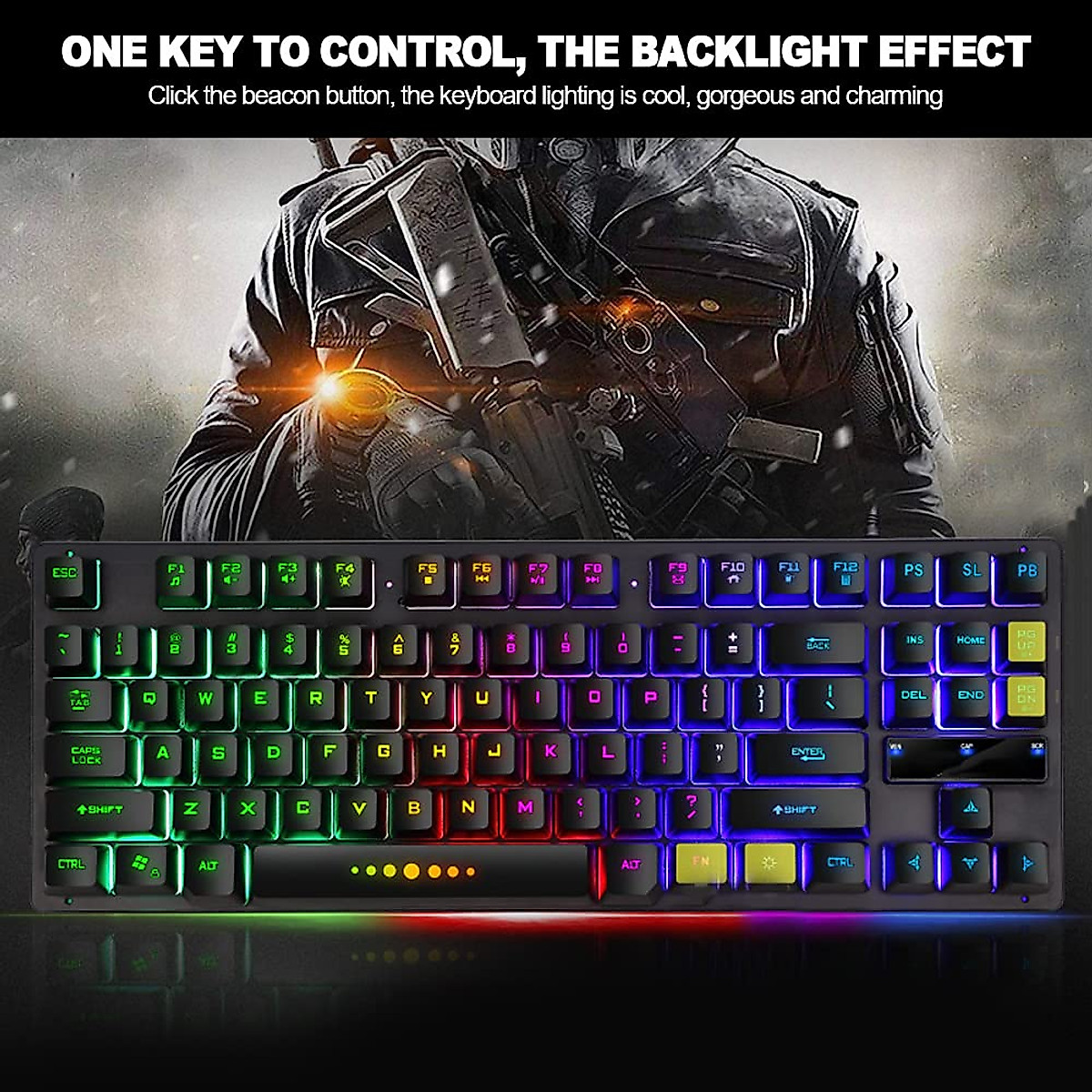 Vbestlife GK10 Wired Gaming Keyboard, 87Key RGB Mechanical Keyboard,led Backlight Keyboard, Ergonomic Computer Supplies, Suitable for laptops and Desktop Computers fosa1mcu1nt3zho139
