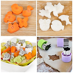 Mini Cookie Cutters Set, Small Fruit Vegetable Cutters Shapes, Animal Shape Food Cutters for Kids Lunch Bento Box Accessories