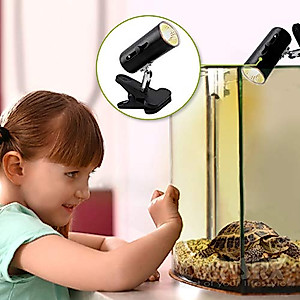 Wagooly Reptile Heat Lamp Fixture - Reptile Heater Turtle Lamp W/ Heat Bulb, Temperature Switch Reptile Basking Light, Heat Light for Gecko Bearded Dragon Terrarium & Aquarium - Heat Clamp Lamp (25)