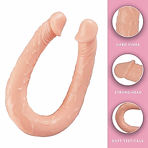 Exquisite 18.11 inches Double Headed Silicone Strong Suction Cup for Hands-Free Realistic Classic Double-Ended Wand Tool for Female Beginners - XjmFx26-2