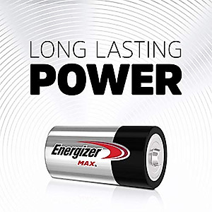 Energizer Max C Batteries, Premium Alkaline C Cell Batteries (2 Battery Count)
