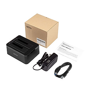 WEme USB 3.0 to SATA Dual-Bay External Hard Drive Docking Station with Offline Clone/Duplicator Function for 2.5 & 3.5 Inch HDD SSD SATA (SATA I/II/III) Support 2X 8TB & UASP, Tool-Free