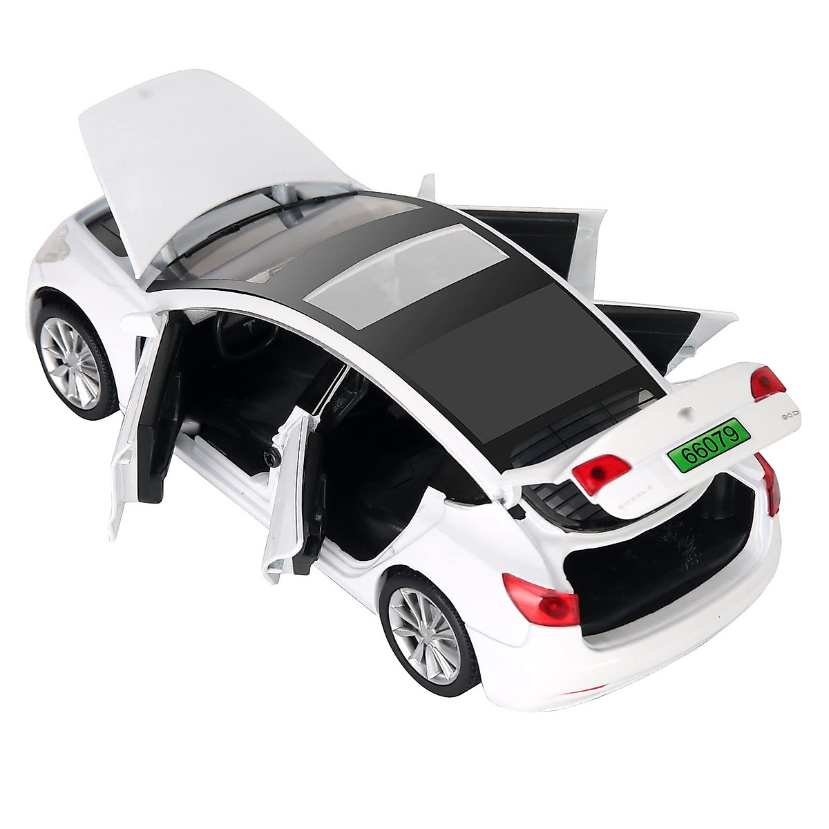 MYJJTYS Toy Car 1/32 Model 3 Metal Die Casting Pull Back Car for 3 4 5 6 7 Year Old boy Toy with Sound and Light,White