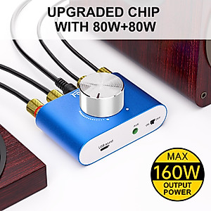 Facmogu F900S 2 CH Bluetooth Amplifier 160W with Power Supply Adapter DC 12V 5A, 80W + 80W BT 5.0 Mini Wireless Audio Power AMP for Home HiFi Stereo Speaker 2023 Upgraded Version